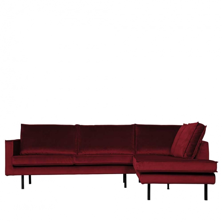 Eckgarnitur in Dunkelrot Samt Retro Design - Shop Ambiente Mediterran